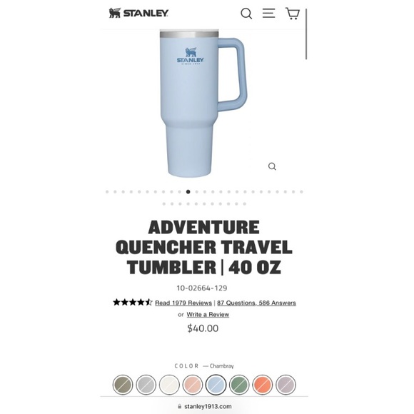 Stanley | Accessories | Nwt Chambray Stanley Travel Quencher Cup With ...